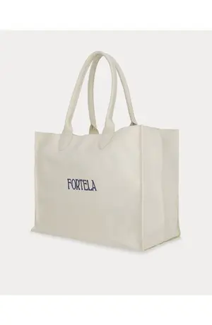 FORTELA Rookbag Cotton Logo Handbag - White