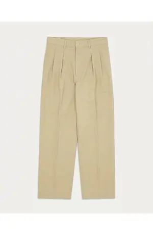 FORTELA Pleated Cotton Trousers - Camel