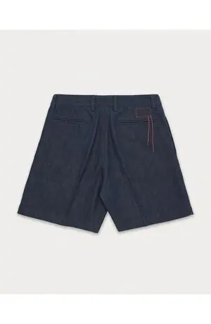 FORTELA Pleated Linen Bermuda Shorts - Blue