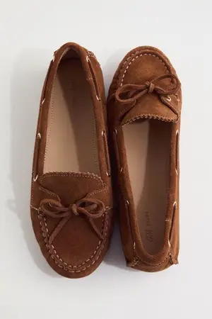 H&m Suede Deck Shoes With Gathered Detailing - Brown