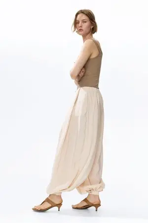 H&m Balloon-leg Modal Trousers - Light Beige