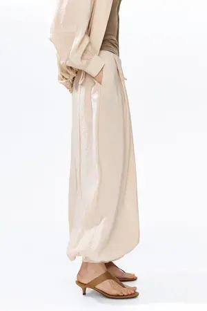 H&m Balloon-leg Modal Trousers - Light Beige