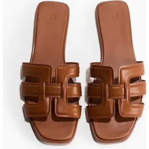 H&m Square Toe Interwoven Strap Sandals - Brown