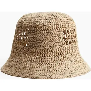 H&m Braided Straw Bucket Hat - Beige