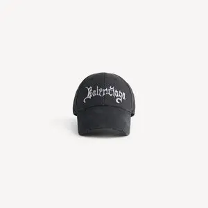 Balenciaga Distressed Cotton Drill Baseball Cap - Black