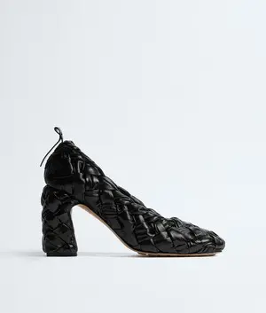 Bottega Veneta Woven Leather Block Heel Pumps