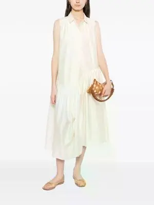 JNBY Sleeveless Asymmetrical Gathered Shirt Dress - Neutrals