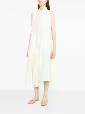 JNBY Sleeveless Asymmetrical Gathered Shirt Dress - Neutrals