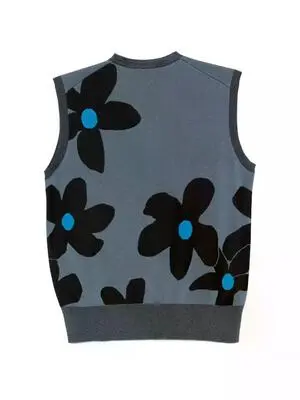 LESS Floral Intarsia V-neck Cardigan