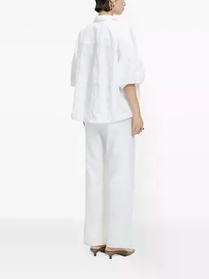 JNBY Puff Sleeve Floral Embroidered Blouse