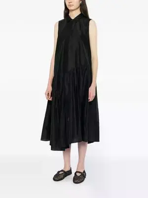 JNBY Sleeveless Gathered Midi Dress With Classic Collar - Black