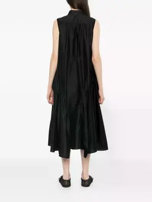 JNBY Sleeveless Gathered Midi Dress With Classic Collar - Black