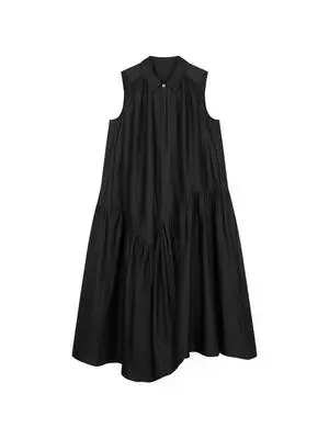 JNBY Sleeveless Gathered Midi Dress With Classic Collar - Black