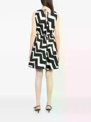 JNBY Chevron Print V-neck A-line Dress - Black