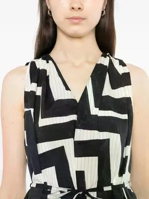 JNBY Chevron Print V-neck A-line Dress - Black