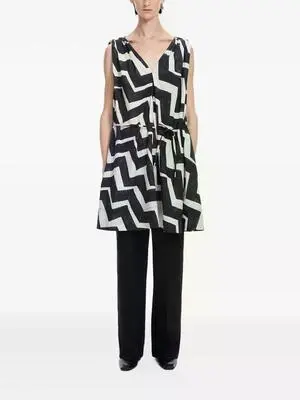 JNBY Chevron Print V-neck A-line Dress - Black