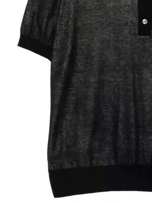 LESS Contrast-trim Short-sleeve Polo Top - Black