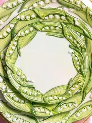 LES-OTTOMANS Lily Of The Valley Hand-painted Foliage Plate