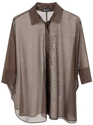 DRHOPE Oversized Shirt With Classic Collar And Button Closure