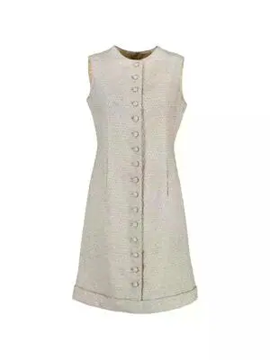 HARRY HALGO Sleeveless Button-front Dress With Textured Finish - Grey