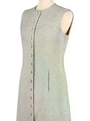 HARRY HALGO Sleeveless Button-front Dress With Textured Finish