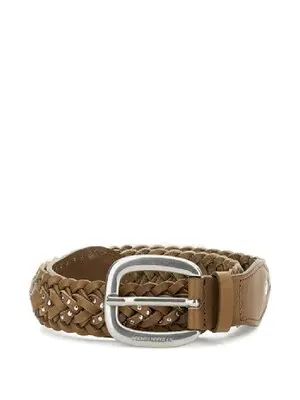 GOLDEN GOOSE Braided Leather Belt With Micro Studs - Green