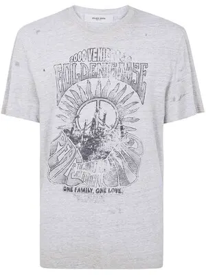 GOLDEN GOOSE Journey M`s" T-shirt Regular Cotton Slub Jersey Vintage - Gray