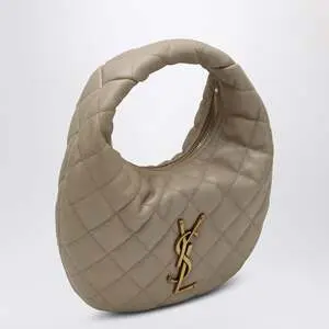 Saint Laurent Quilted Nappa Leather Hobo Bag - Beige