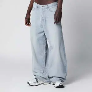 Balenciaga Wide-leg Japanese Denim Jeans - Light Blue