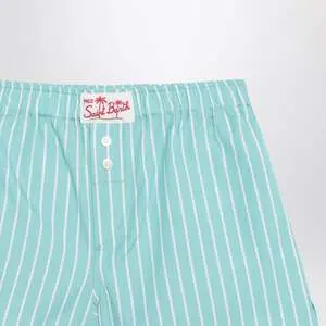 MC2 SAINT BARTH Aqua Striped Cotton Shorts