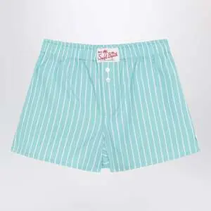 MC2 SAINT BARTH Aqua Striped Cotton Shorts