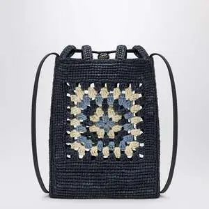 Loewe Raffia And Leather Drawstring Pouch - Blue