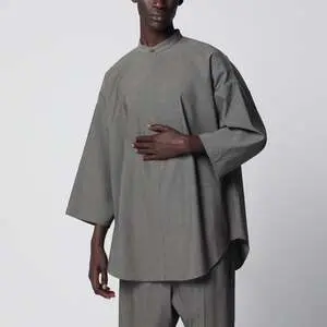 Fear Of God Relaxed Mandarin Shirt In Wool Blend - Grey