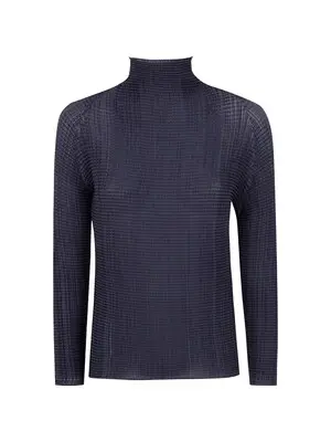 Issey Miyake Wooly Pleats Turtleneck Shirt - Black