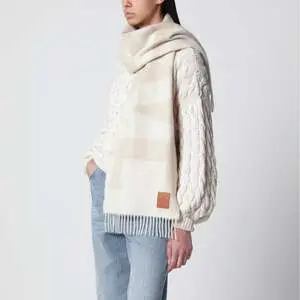 Loewe Two-tone Jacquard Cashmere Scarf - Beige