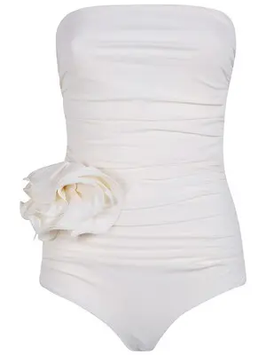Magda Butrym One-piece Swimsuit With Floral Detail - Beige