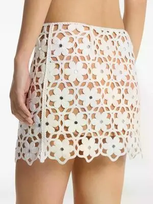 Michael Kors Floral Crochet Mini Skirt - White