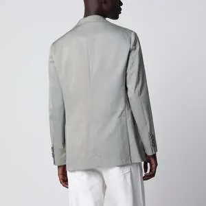 Brunello Cucinelli Double-breasted Silk Blazer In Khaki - Green