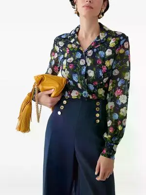 Carolina Herrera Floral Print Silk Chiffon Shirt