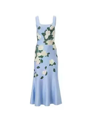 Carolina Herrera Floral Jacquard-knit Midi Dress