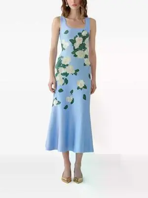 Carolina Herrera Floral Jacquard-knit Midi Dress