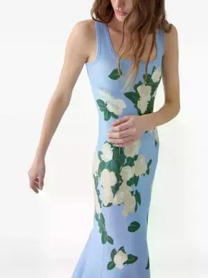 Carolina Herrera Floral Jacquard-knit Midi Dress