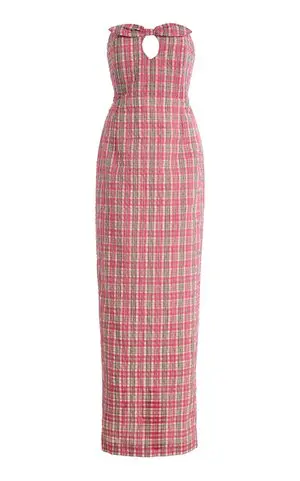 BERNADETTE Bernadette Charlotte Checked Seersucker Midi Dress