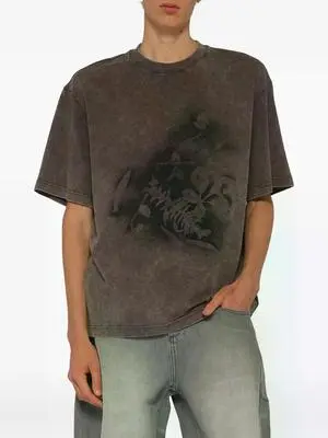 FENG CHEN WANG Spray-painted Plant-motif T-shirt