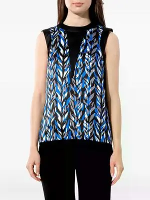 Balenciaga Abstract Print High Neck Sleeveless Blouse