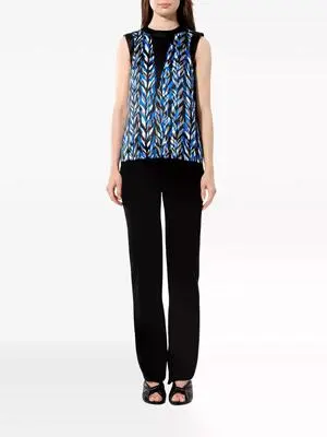 Balenciaga Abstract Print High Neck Sleeveless Blouse