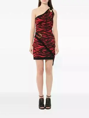 Balmain Tiger Print One-shoulder Dress