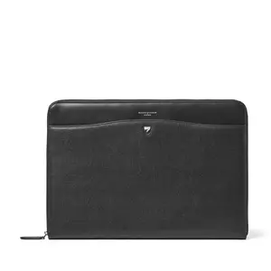 ASPINAL OF LONDON 16-inch City Laptop Leather Folio Case In Saffiano - Black