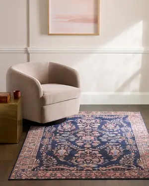 Quince Rosalie Washable Rug - Navy