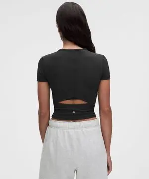 Lululemon All It Takes Ribbed Keyhole Short Sleeve Shirt - Black
